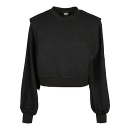 Sweatshirt Urban Classics "Urban Classics Damen Ladies Padded Shoulder Modal Terry Crewneck", Damen, Gr. 3XL, schwarz, 60% Polyester, 40% Modal, unifarben, Rundhals, Sweatshirts Sweatshirt