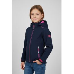 Softshelljacke Trollkids "GIRLS TROLLFJORD JACKET", Kinder, Gr. 98, navy, magenta, Softshell, Obermaterial: 94% Polyester, 6% Elasthan, normal, Jacken Softshelljacke, f&uuml;r Kinder und Jugendliche, sportlicher Stil, winddicht