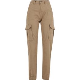 Stoffhose Urban Classics "Urban Classics Damen Ladies Cotton Twill Utility Pants", Damen, Gr. 26, Normalgr&ouml;&szlig;en, unionbeige, 98% Baumwolle, 2% Elasthan, unifarben, relaxed fit, Hosen Stoffhose