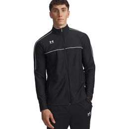 Trainingsjacke Under Armour "M CHALLENGER TRACK JACKET", Herren, Gr. L, schwarz,, wei&szlig;, Obermaterial: 100% Polyester, Jacken Trainingsjacke, offene Seitentaschen, aus strukturiertem Strickstoff