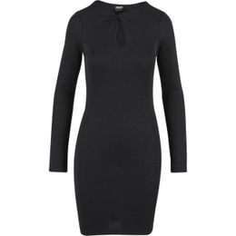 Shirtkleid Urban Classics "Urban Classics Ladies Glitter Longsleeve Dress", Damen, Gr. L, US-Gr&ouml;&szlig;en, schwarz, 100% Kunststoff, unifarben, skinny fit, Rundhals, Kleider Shirtkleid