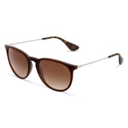 Ray-Ban RB 4171 ERIKA | Damen-Sonnenbrille | Fassung: Vollrand, Panto, Kunststoff, Lila Dunkel | Glasfarbe: Braun Verlaufend
