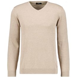V-Ausschnitt-Pullover Ragman, Herren, Gr. 52, beige (sand melange, 869), 100% Baumwolle, V-Ausschnitt, Pullover