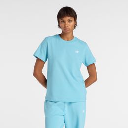 T-Shirt New Balance "SPORT ESSENTIALS JERSEY T-SHIRT", Damen, Gr. L, taffy blau, Obermaterial: 100% Baumwolle, normal, Rundhals, Shirts T-Shirt, f&uuml;r Erwachsene, Kurzarm, f&uuml;r Alltag, aus Baumwolle