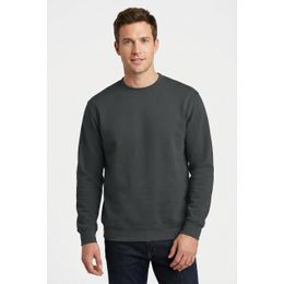 Sweatshirt Fruit of the Loom, Herren, Gr. S (44/46), grau (graphit), angeraute Sweatware, Obermaterial: 80% Baumwolle, 20% Polyester, unifarben, schmal h&uuml;ftlang, Rundhals, Rippb&uuml;ndchen, Sweatshirts Sweatshirt, im unifarbenen Design