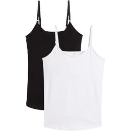 Stilltop bonprix "Umstands- und Stilltops aus Baumwolle (2er-Pack)", Damen, Gr. 32/34 (XS), schwarz (schwarz, wei&szlig;), Obermaterial: 95% Baumwolle, 5% Elasthan, loose fit, Tops, lockere Passform, funktioneller Verschluss, aus Baumwolljersey