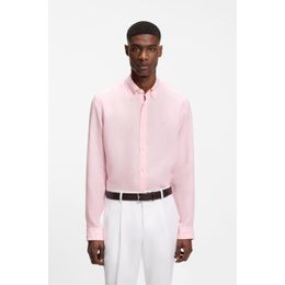 Leinenhemd BOSS "LIAM", Herren, Gr. L, N-Gr, open pink690, Web, Obermaterial: 100% Leinen, unifarben, regular fit normal, 1-Knopf-Manschette, Hemden, mit Button-Down-Kragen, regular fit