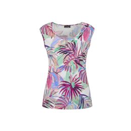Tr&auml;gertop GOLDNER "Kurzgr&ouml;&szlig;e Sommertop mit Palmen-Muster", Damen, Gr. 23, bunt (bunt, gemustert), Obermaterial: 95% Viskose CV. 5% Elasthan EL., gerade, Tops Tr&auml;gertop, stretchbequemer Viskosejersey