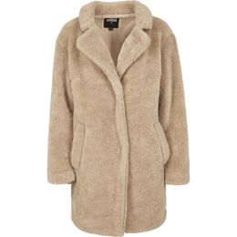 Parka Urban Classics "Urban Classics Damen Ladies Oversized Sherpa Coat", Damen, Gr. XL, sand, 100% Polyester, unifarben, oversize, amerikanischer Ausschnitt, Jacken Parka