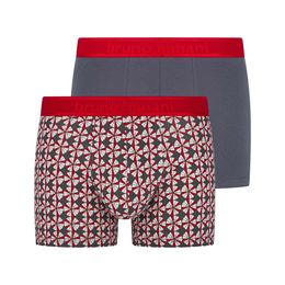 Boxer Bruno Banani "Circulation", Herren, Gr. XL, rot (grau, rot print, grau), Stoff, Obermaterial: 93% Baumwolle, 7% Elasthan, k&ouml;rpernah, Unterhosen, Baumwollmischung, elastisch