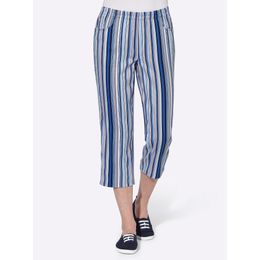 Caprihose Classic Basics, Damen, Gr. 40, Normalgr&ouml;&szlig;en, blau (jeansblau, gestreift), 100% Baumwolle, gemustert, gestreift, mehrfarbig, 3/4-L&auml;nge, Hosen Caprihose