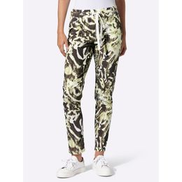 Webhose Heine, Damen, Gr. 36, Normalgr&ouml;&szlig;en, dunkelblau, bedruckt, 65% Baumwolle, 32% Polyamid, 3% Elasthan, bedruckt, gemustert, mehrfarbig, Hosen