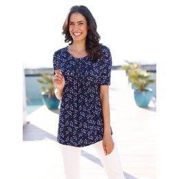 Print-Shirt Inspirationen "Tunikashirt", Damen, Gr. 50, bunt (marine, erdbeere, bedruckt), 95% Viskose, 5% Elasthan, bedruckt, gebl&uuml;mt, gemustert, mehrfarbig, Rundhals, Shirts