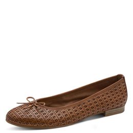 Ballerina Tamaris, Damen, Gr. 37 (4,5), braun, Glattleder, unifarben, Schuhe Ballerina, Blockabsatz, Schlupfschuh, Businesschuh mit Touch It-Ausstattung