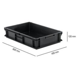 Sch&auml;fer Shop Euro Box SSI Sch&auml;fer EF 6120, 23,2 l, Traglast bis 20 kg, Euronorm, stapelbar, Unterfassgriff, L 600 x B 400 x H 120 mm, leitf&auml;higes PP, schwarz