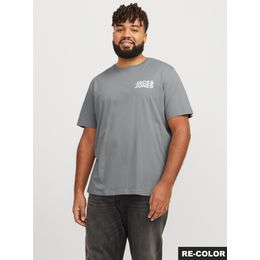 Jack & Jones PlusSize Rundhalsshirt "JJECORP LOGO TEE SS O-NECK NOOS PLS", Herren, Gr. 4XL, ultimate grau detail:small print, Single Jersey, Obermaterial: 100% Baumwolle, JACK & JONES PLUSSIZE, bedruckt, Basic, regular fit taillenbedeckt, Rundhals, gerader Abschluss, Shirts Rundhalsshirt, Baumwolle, regular fit