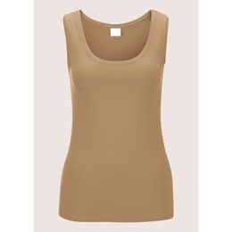Madeleine Mode Tr&auml;gertop MADELEINE "Tanktop Tanktop mit breiten Tr&auml;gern", Damen, Gr. 44, beige (macchiato), Tops Tr&auml;gertop, Glatte Jerseyware
