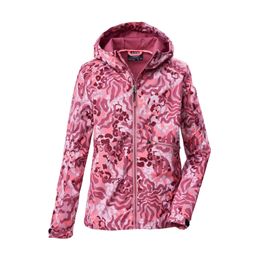 Softshelljacke Killtec "KOS 154 GRLS SFTSHLL JCKT", Kinder, Gr. 164, pink, Oberseite: 100% Polyester;R&uuml;ckseite: 100% Polyester;Futter: 100% Polyester, Jacken Softshelljacke, Wind- und wasserabweisende Kinderjacke mit buntem Print