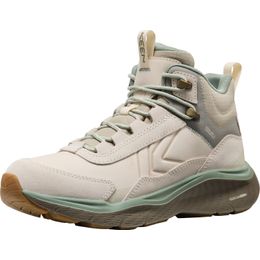 Outdoorschuh Keen "LEIKI LEATHER MID WP", Damen, Gr. 38,5, birch, lily pad, Leder, Schuhe Outdoorschuh, Wanderschuh aus wasserdichtem Premium Leder, atmungsaktiv