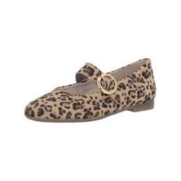 Riemchenballerina Remonte "Remonte Ballerinas Leder", Damen, Gr. 37, leopard, Leder, Schuhe Riemchenballerina