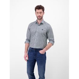 Lerros Herren Langarmhemd "Langarmhemd mit trendigem Printmuster", blau, Gr. M, 97% Baumwolle, 3% Elasthan, Hemden