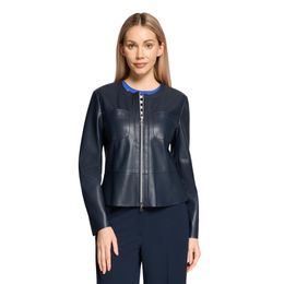 Jackenblazer Betty Barclay "Damen mit Rei&szlig;verschluss", Damen, Gr. 46, dunkelblau, Obermaterial: 100% Polyurethan, 100% Polyester, sehr schmal normal, Rundhals, Blazer