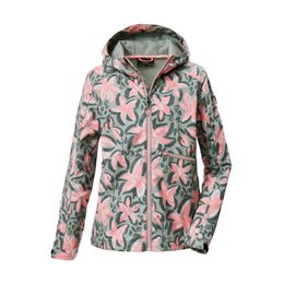 Softshelljacke Killtec "KOS 154 GRLS SFTSHLL JCKT", Kinder, Gr. 116, hellgr&uuml;n, Oberseite: 100% Polyester;R&uuml;ckseite: 100% Polyester;Futter: 100% Polyester, Jacken Softshelljacke, Wind- und wasserabweisende Kinderjacke mit buntem Print