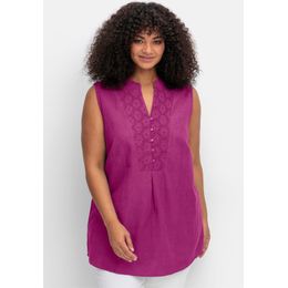 sheego by Joe Browns sheego Gro&szlig;e Gr&ouml;&szlig;en Blusentop mit Spitzenbesatz, magenta, Gr&ouml;&szlig;e 56 - Damen
