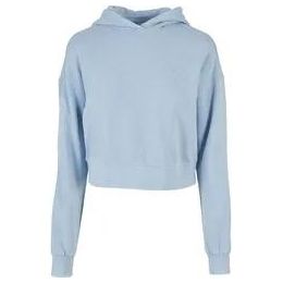 Kapuzenpullover Urban Classics "Urban Classics Damen Ladies Short Flower Embroidery Terry Hoody", Damen, Gr. 3XL, balticblau, 100% Baumwolle, unifarben, oversize, ohne Ausschnitt, Pullover Kapuzenpullover