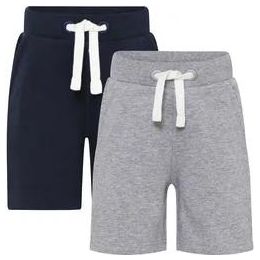 Sweatshorts Minymo "Sweatshorts MIBasic 53 -Sweat short (2-pack)", M&auml;dchen, Gr. 92, N-Gr, blau (schwarz navy), Obermaterial: 100% Baumwolle CO., Hosen Sweatshorts