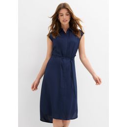 bonprix Blusenkleid aus weicher Viskose, blau, Gr.36, mit verdeckter Knopfleiste, aus Viskose
