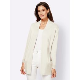 WITT Damen Longstrickjacke mit Schalkragen, wollwei&szlig;, Gr&ouml;&szlig;e 40