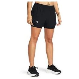 2-in-1-Shorts Under Armour "FLY BY", Damen, Gr. M, N-Gr, schwarz, Web, Obermaterial: 100% Polyester. Innenslip: 84% Polyester, 16% Elasthan, unifarben, Hosen, f&uuml;r vielseitige Aktivit&auml;ten, mit Innenslip, mit Elasthan