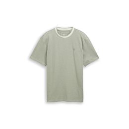 Tom Tailor Denim Herren Relaxed Fit Piqu&eacute; T-Shirt, gr&uuml;n, Meliert, Gr. XXL