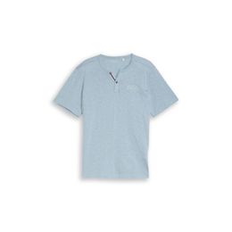 Tom Tailor Herren Henley T-Shirt mit feinem Streifenmuster, blau, Gestreift, Gr. XXL