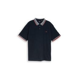 Tom Tailor Herren Plus Size - Piqu&eacute; Poloshirt mit Logo-Print, blau, Uni, Gr. 2XL