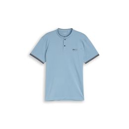 Tom Tailor Herren Poloshirt mit Stehkragen, blau, Uni, Gr. XXL