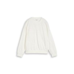 Tom Tailor Damen Loose Fit Sweatshirt mit Blumenmuster, wei&szlig;, Uni, Gr. XXXL