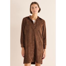 Cecil Damen Blusenkleidmocha caramel, Gr. M, unifarben, Cord, 90% Polyester, 10% Nylon, Kleider, mit Knopfleiste