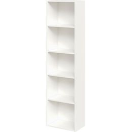 B&uuml;cherregal FMD, B:44,4cm H:168,7cm T:28cmwei&szlig; perl, Holzwerkstoff, Wohnzimmer, Regale, "Bitz", offene F&auml;cher, variable Einlegeb&ouml;den, beliebig