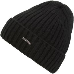 Chillouts Damen Beanie "Tuva Hat", schwarz, unifarben, Obermaterial: 57% Polyacryl, 34% Wolle, 5% Polyamid, 4% Polyester, M&uuml;tzen, Rippstrick Beanie