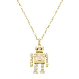 Damen Kette mit Anh&auml;nger "Anh&auml;nger Roboter mit Zirkonia, Silber 925", 45cm, Silber 925 (Sterlingsilber), gold, Giorgio Martello MILANO, Silber 925