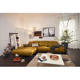 Wohnlandschaft Musterring, B:342cm T:207cm, gelb, Sofas, "MR 2490 Ecksofa mit erstklassigem Sitzkomfort, Long-Life-Leder", Bronze-Fu&szlig;, Sitzh&ouml;he 48cm,