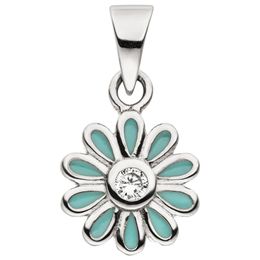 Jobo Kinder Kettenanh&auml;nger "Kinderanh&auml;nger Anh&auml;nger Blume 8 mm", Silber 925 (Sterlingsilber)hellblau, wei&szlig;, Silber 925 (Sterlingsilber),