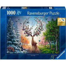 Ravensburger Kinder Puzzle "Der magische Hirsch und die vier Jahreszeiten", bunt, Pappe, B:70cm H:50cm, Puzzles, Made in Germany