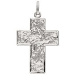 Kreuzanh&auml;nger Jobo "Kreuz breit Silberkreuz strukturiert 33 mm", silber 925, Schmuckanh&auml;nger, Damen, Silber 925 (Sterlingsilber), 925 Silber rhodiniert