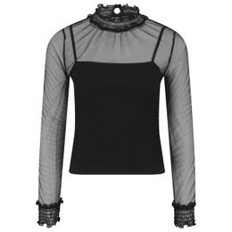 Urban Classics Damen T-Shirt "Urban Classics Damen Ladies Double Layer Mesh L/S"schwarz, Gr. S, unifarben, 100% Polyamid, Shirts