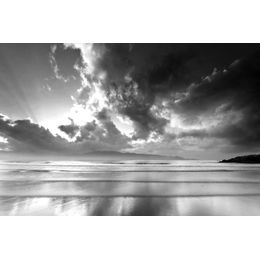 papermoon Fototapete "Himmel und Meer Schwarz & Wei&szlig;", B/L: 5m x 2,8m, Bahnen: 10 Stk., schwarz, Schlafzimmer, Tapeten