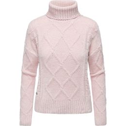 Ragwear Damen Strickpullover "Janna Short"hellrosa, Gr. S, Material: 100% Polyester, Pullover, Gestrickter gemusterter Rollkragenpullover