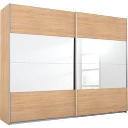 Schwebet&uuml;renschrank Rauch, B:271cm H:210cm T:62cm, braun, Holzwerkstoff, Schr&auml;nke, "Quadra", mit Spiegelelementen